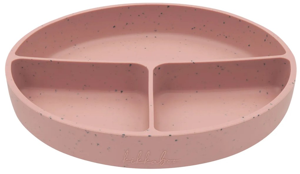 KikkaBoo Talíř dělený s přísavkou Platinum Silicone Blush