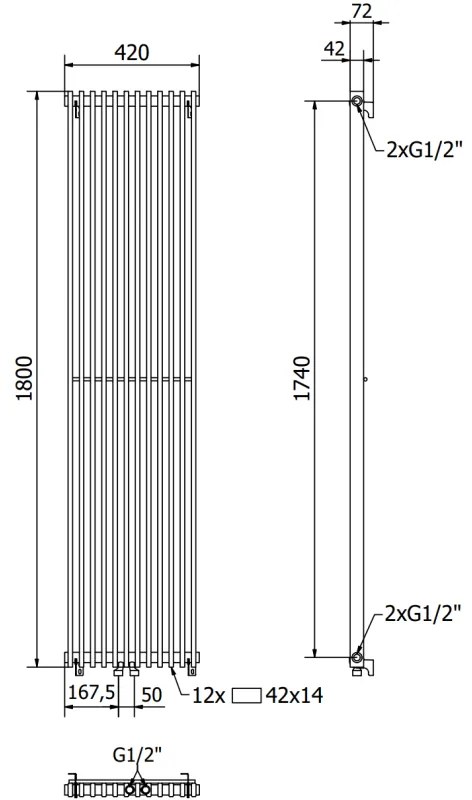 Mexen Kansas, topné těleso 1200 x 420 mm, 975 W, černá, W204-1200-420-00-70