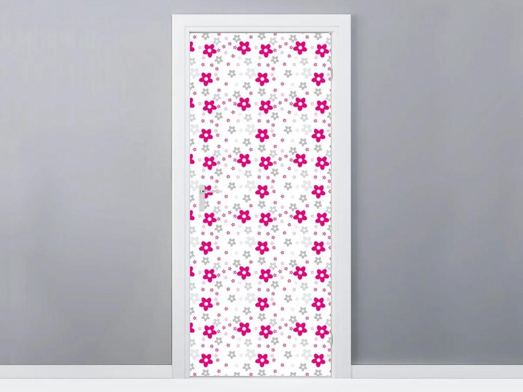 Gario Samolepící fólie na dveře Mnoho fialových kvítků 95x205cm Velikost: 95 x 205 cm