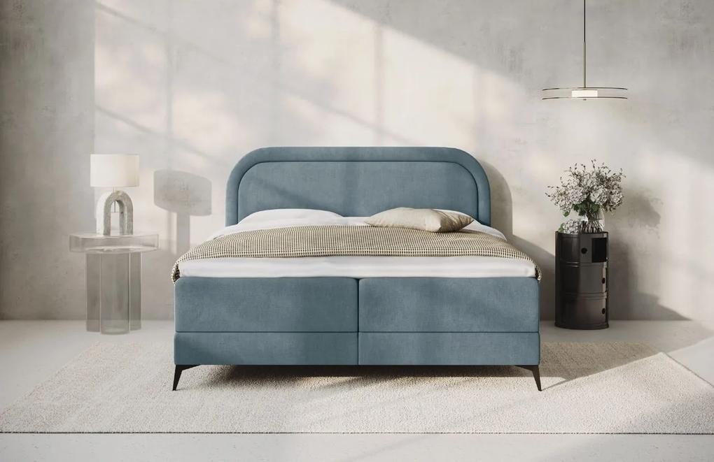Světle modrá čalouněná dvoulůžková postel boxspring Cosmopolitan Design Eclipse 160 x 200 cm