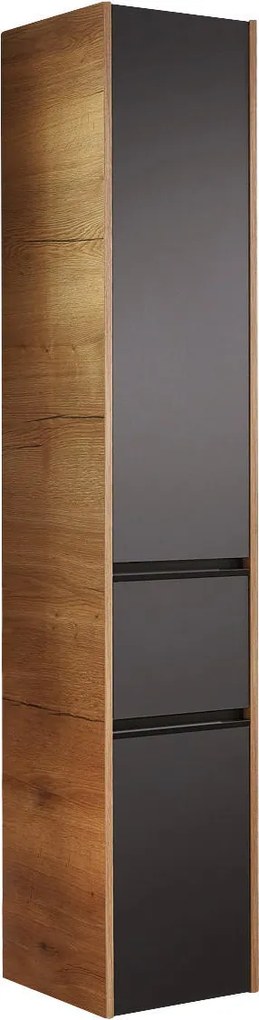 XXXLutz VYSOKÁ SKŘÍŇ, černá, barvy dubu, 33,3/173,4/33 cm Sadena - Koupelnové série - 001864012304