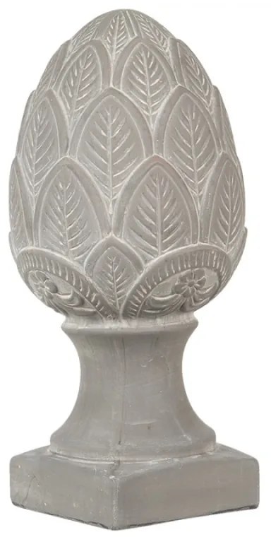 Šedá dekorace šiška na podstavci Pine L – 16x33 cm