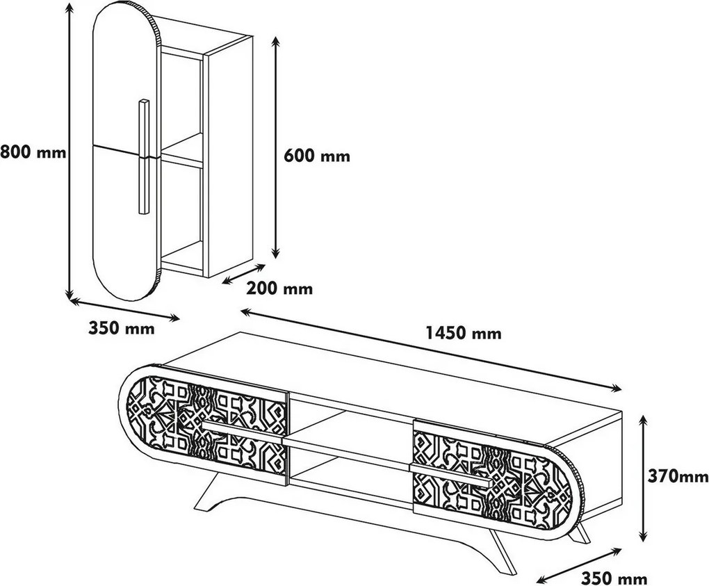 Televizní stolek se skříňkou Defne White and Walnut