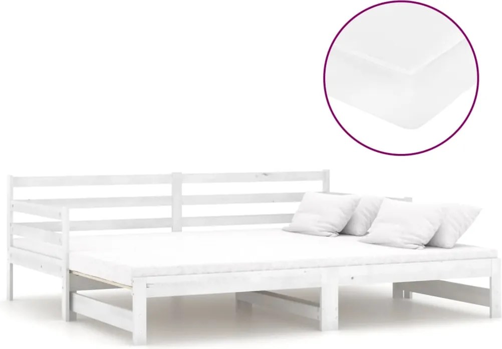 Výsuvná denní postel 2 × (90x200 cm) bílá masivní borové dřevo 3083660