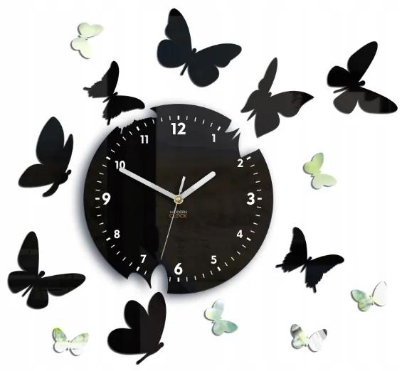M.Clock Nástěnné akrylové 3D hodiny 28 cm motýli