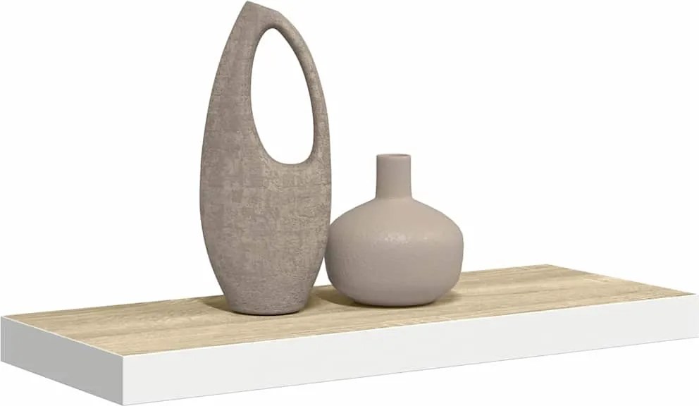 Plovoucí nástěnná police dub a bílá 60 x 23,5 x 3,8 cm MDF 326576