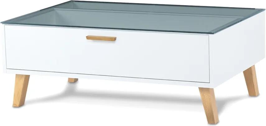 KONSIMO Konferenční stolek FRISK skleněná deska bílý 90 x 35 x 60 cm