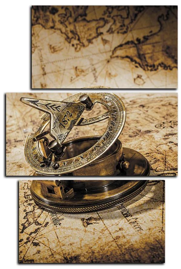 Obraz na plátně - Kompas na mapě antického světa - obdélník 7999FC (120x80 cm)