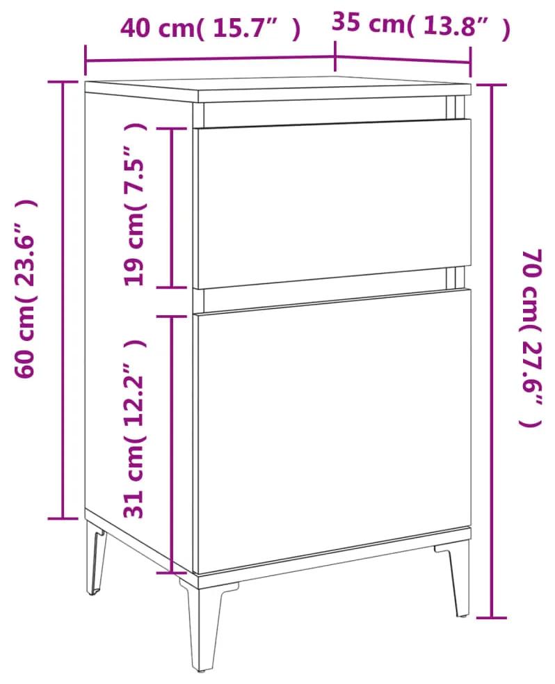 Noční stolek bílý s vysokým leskem 40 x 35 x 70 cm
