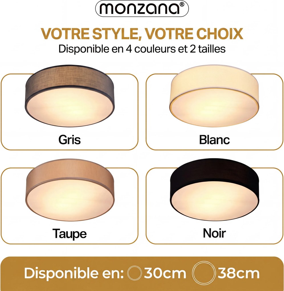 Stropní svítidlo šedohnědý textil Ø38cm