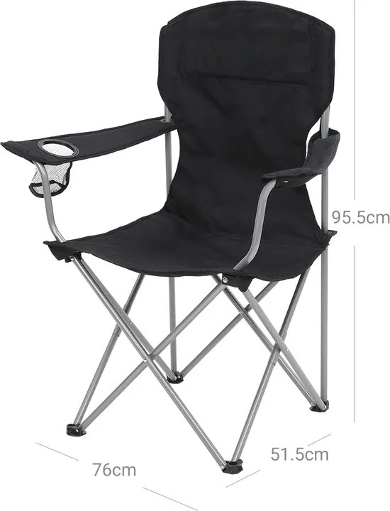Kempingové židle NOMAD, set 2ks, černá SongmicsHome