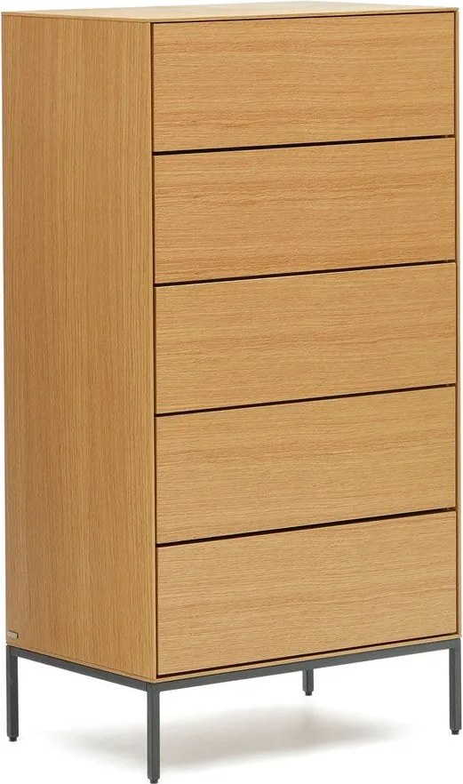 Vysoká komoda v dekoru dubu v přírodní barvě 60x114 cm Vedrana – Kave Home