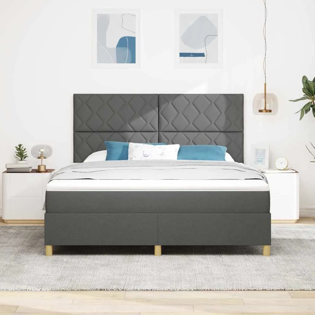 Postel s boxspringem s čelo Tmavě šedá 180 x 200 cm textil 3339715