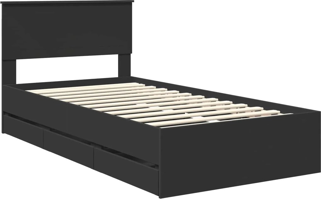 Rám postele se zásuvkou Černá 100 x 200 cm Inženýrské dřevo 3410736
