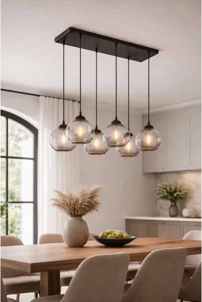 Brilagi - Lustr na lanku DIOR 6xE27/60W/230V černá/kouřová šedá