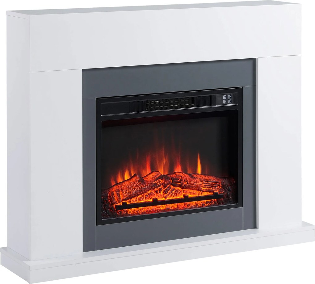 HOMCOM Elektrický krb s vytápěním, elektrický krb s LED plamenovým efektem a 3 úrovněmi jasu 2000W dekorační krb s nastavitelným termostatem, elektri…