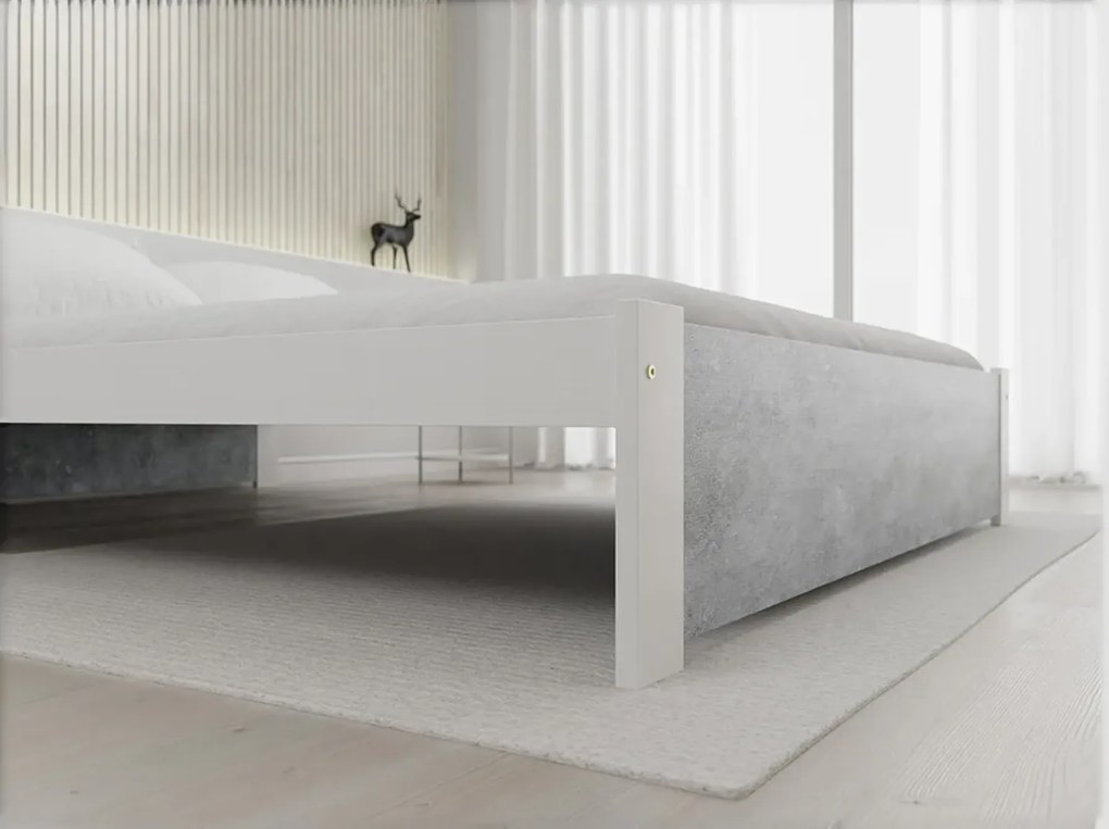 Postel IKAROS 180 x 200 cm, beton/bílá Matrace: Matrace Coco Maxi 20 cm, Rošt: S laťkovým roštem