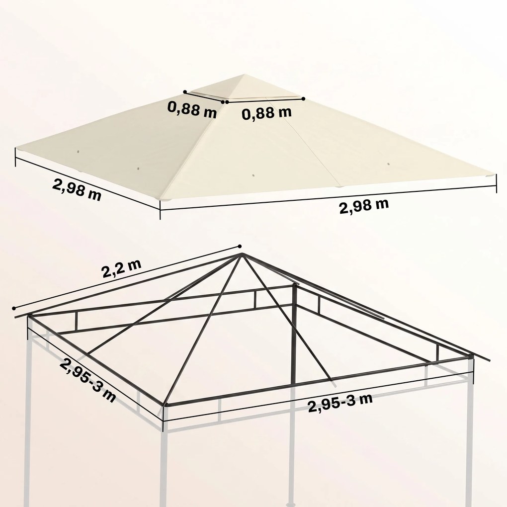 Outsunny Náhradní Střecha pro Altán Pergolu Zahradní Plátno Vysoká Hustota 180g/m² Anti-UV 3 x 3m Krém