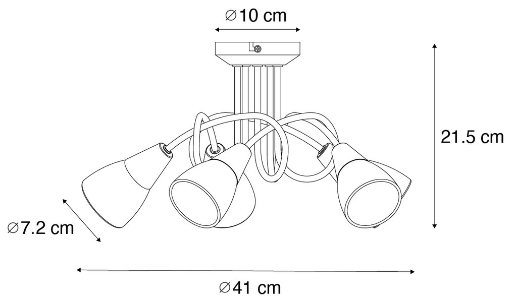 Klasické stropní svítidlo zlaté s opálovým sklem 5-světlo - Inez