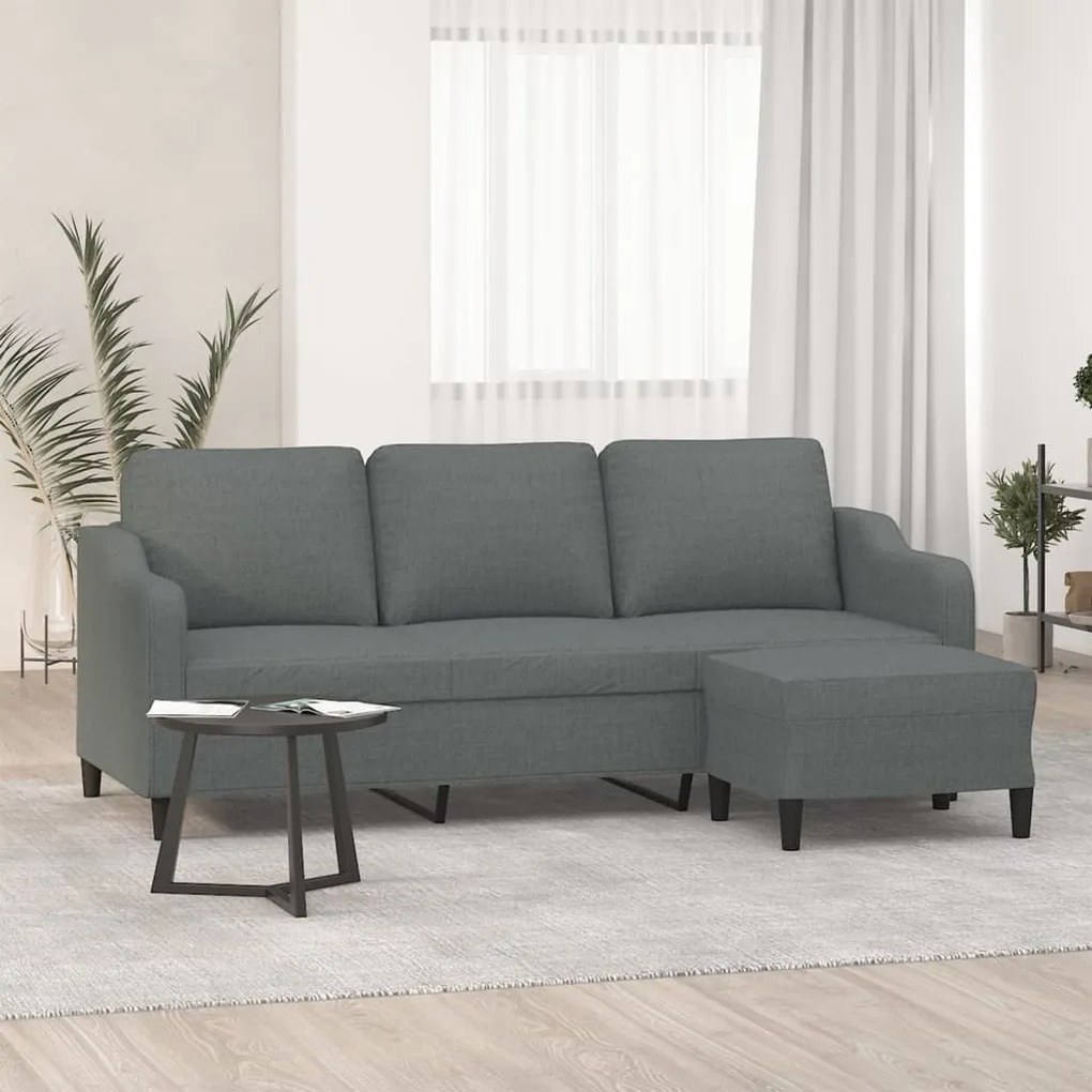 3místná pohovka s podnožkou tmavě šedá 180 cm textil 3201136