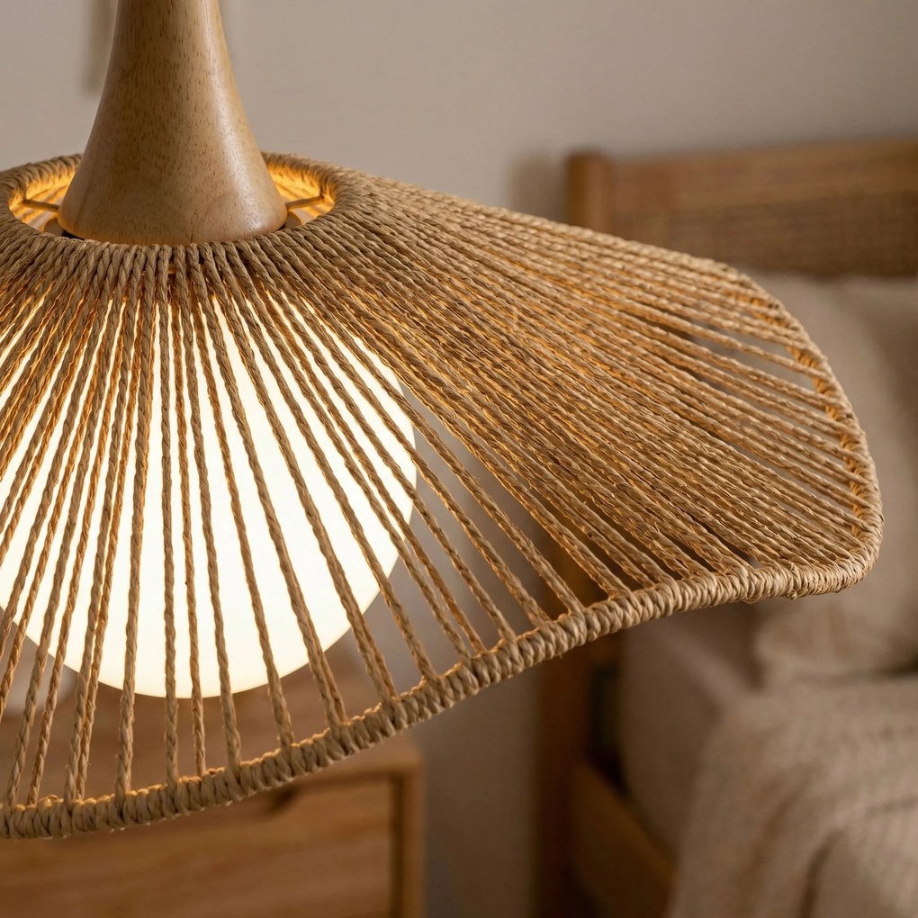 Toolight Natural, závěsné stropní svítidlo 50cm, 1xE27, APP1932-1CP, přírodní hnědá-černá, OSW-66069