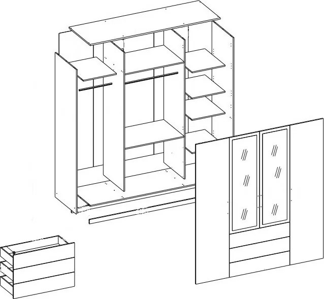 Casarredo - Komfort nábytek Šatní skříň MILO 4-dvéřová