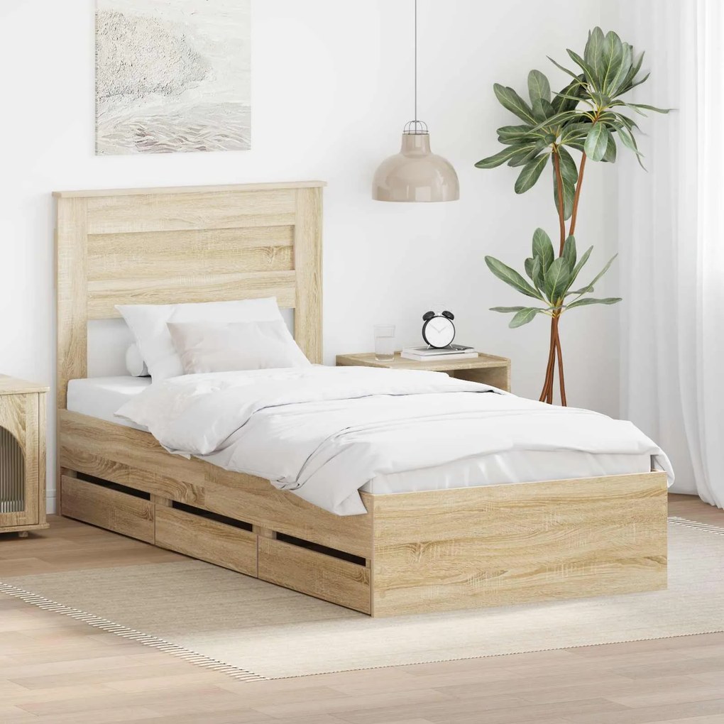 Rám postele s čelo Sonoma dub 100 x 200 cm Inženýrské dřevo 3409869