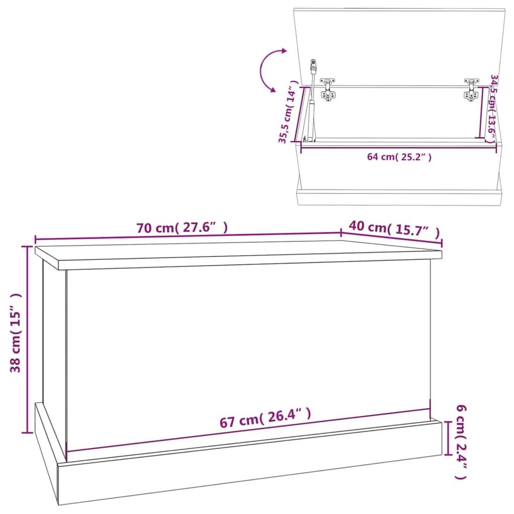 Úložný box bílý s vysokým leskem 70x40x38 cm kompozitní dřevo - Default Title