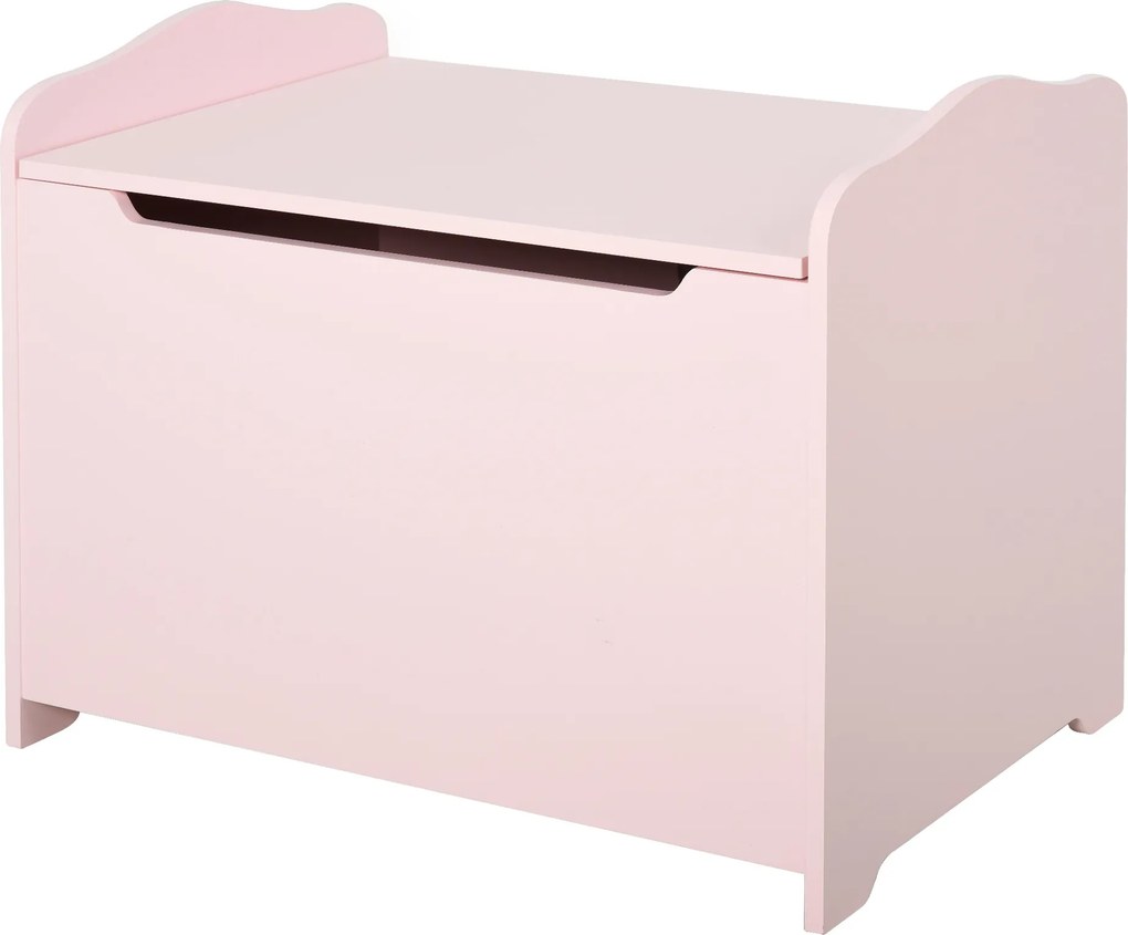 HOMCOM Dětské úložné boxy na hračky, rozměry 60L x 40W x 48H cm, s plynovým vzpěrem, MDF, růžová