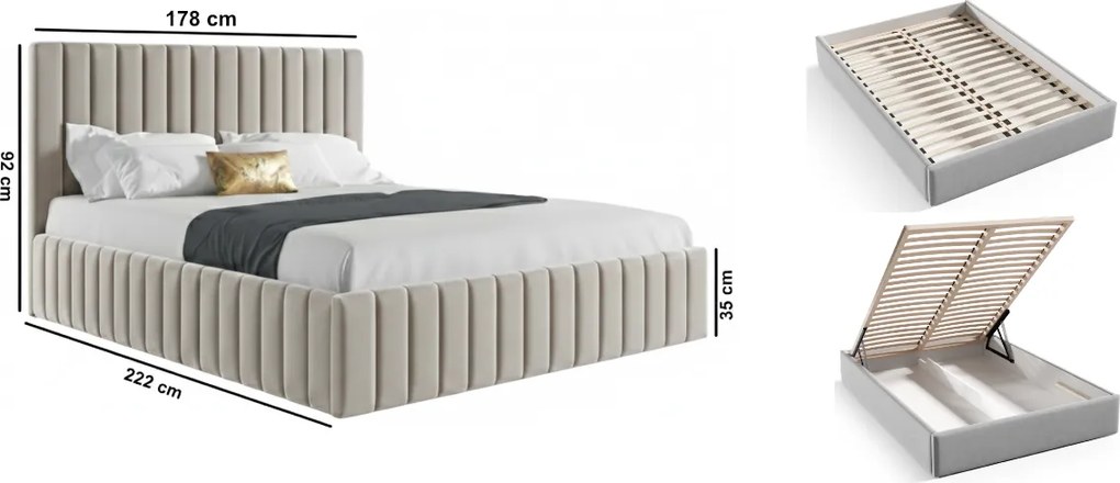 Eka Čalouněná postel INTIMA 160x200 cm Barva látky Trinity: Černá (Trinity 2316), Úložný prostor: Bez úložného prostoru