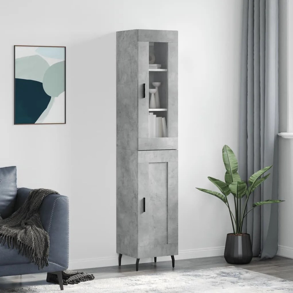 Skříň highboard betonově šedá 34,5x34x180 cm kompozitní dřevo