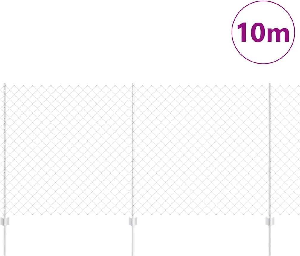 Plot s řetězovým odkazem a sloupkem 10 x 1,2 m Pozinkovaná ocel 3336297