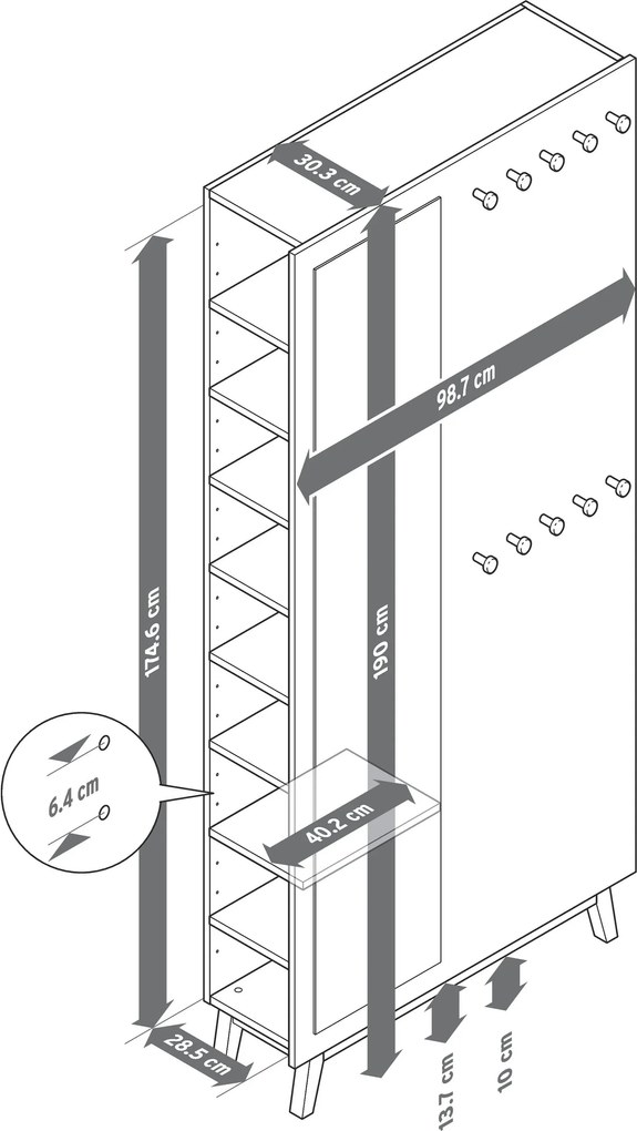 Tchibo - Multifunkční skříň do předsíně - barva: bílá