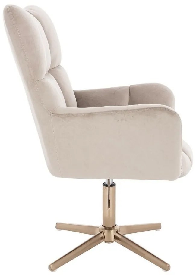 LuxuryForm DESIGN Otočné křeslo AURORA VELUR na zlatém kříži - latte