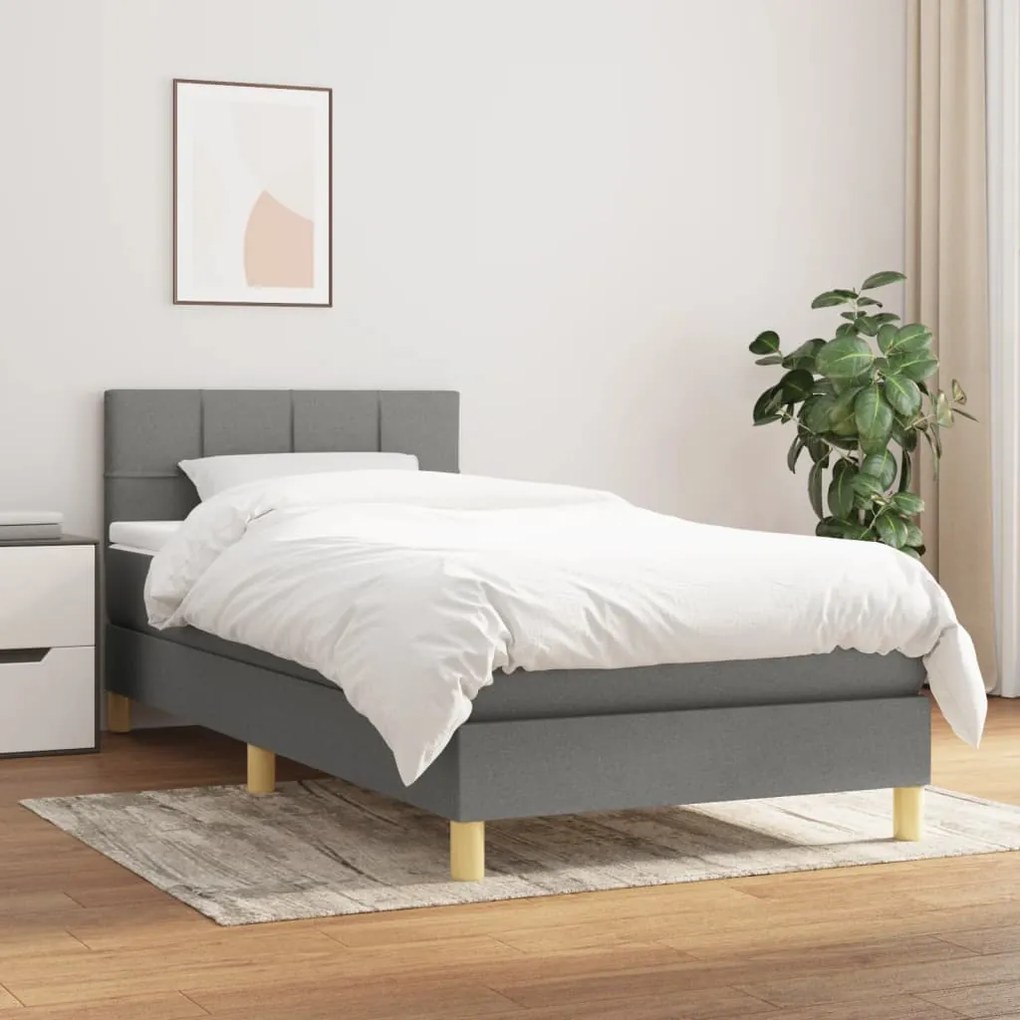Box spring postel s matrací tmavě šedá 80 x 200 cm textil,  3140570