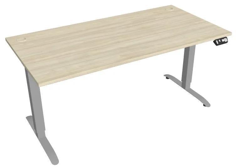 Elektr. nastavitelný stůl 160x80 s pamětí - HOBIS MOTION MS 2M 1600 Dekor stolové desky: akát, Barva kovové podnože: stříbrná
