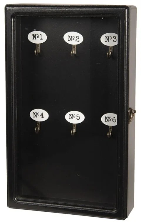 Černá dřevěná skříňka na klíče- 24*7*38 cm – 24x7x38 cm