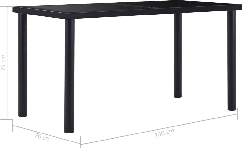 Jídelní stůl Pipers - černý - tvrzené sklo | 140x70x75 cm