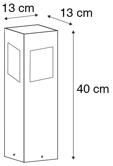 Venkovní stojací lampa černá 40 cm s stmívacím světlem a senzorem na solární pohon - Charlotte