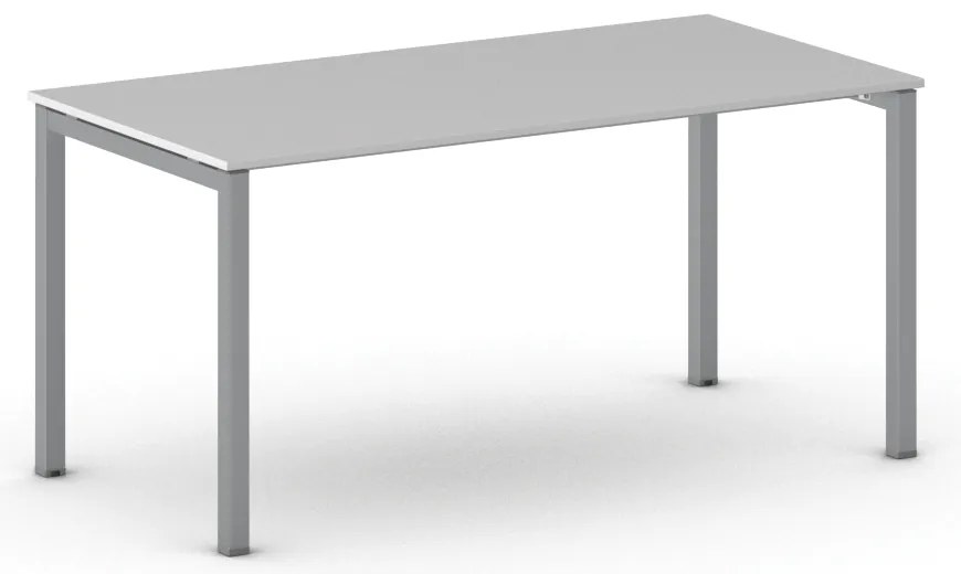 Jednací kancelářský stůl PRIMO SQUARE, 160x80 cm, šedostříbrná podnož, šedá