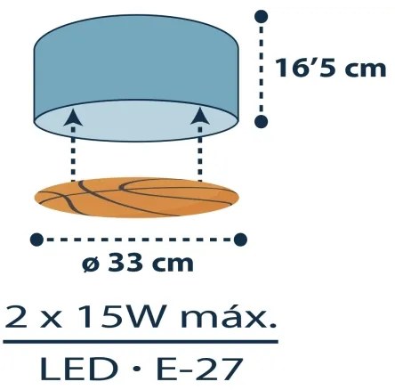 Dalber 41746 - Dětské stropní svítidlo BASKET 2xE27/15W/230V