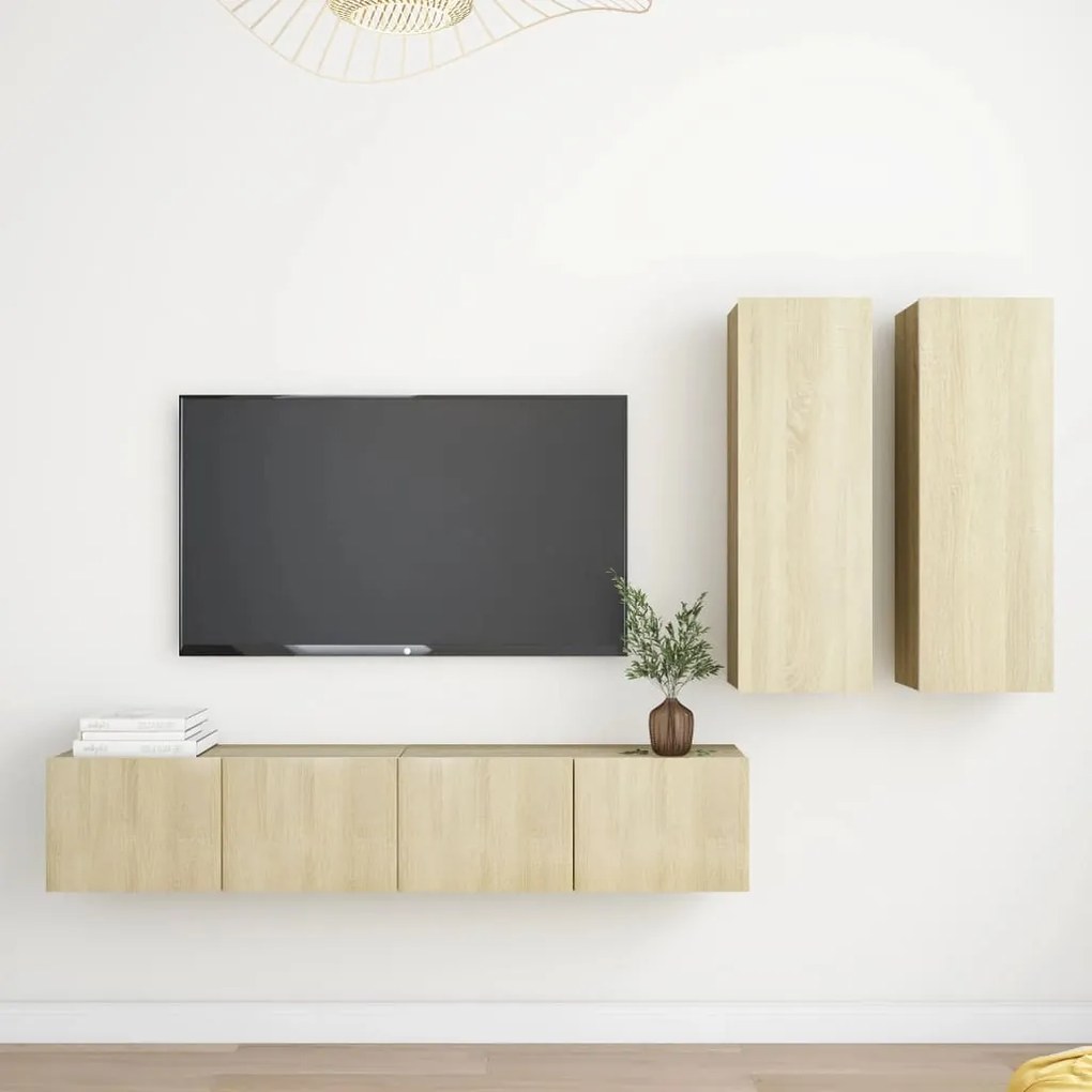 4dílný set TV skříněk dub sonoma kompozitní dřevo 3079001