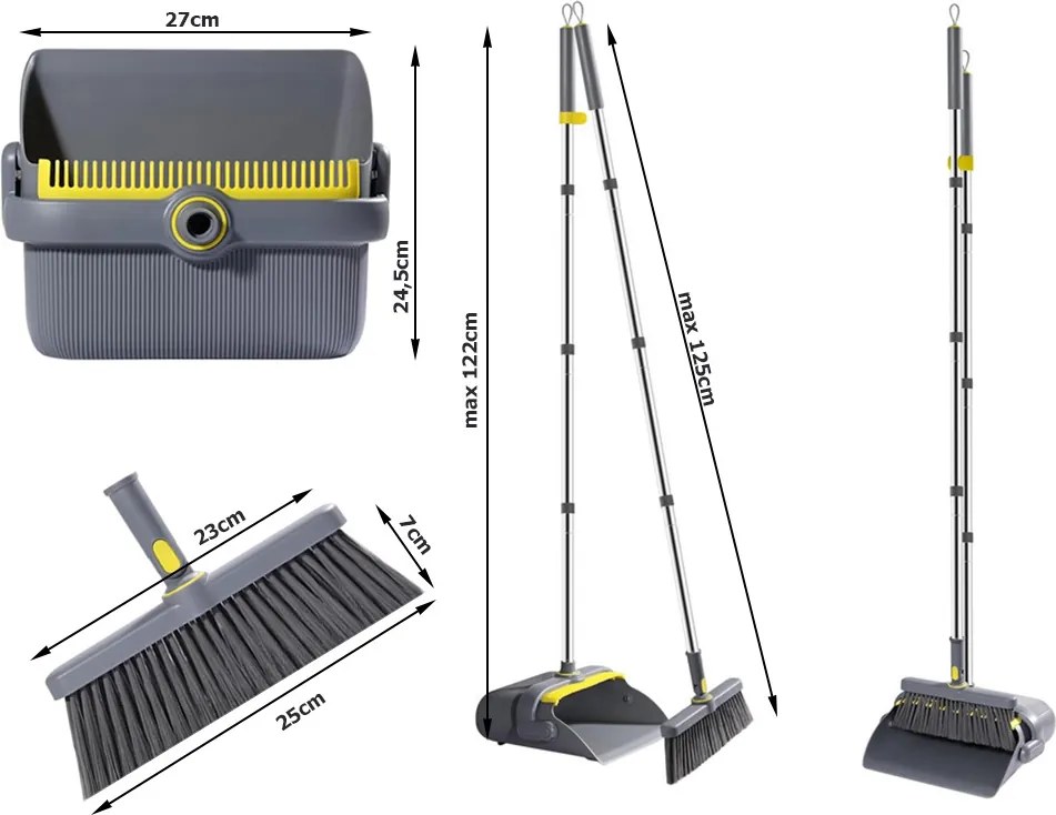 Verk Group Sada na zametání pro líné muže rychlejší kartáč mop čistící stěrka 2v1