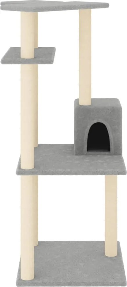 Škrabadlo pro kočky se sisalovými sloupky světle šedé 123 cm 171784