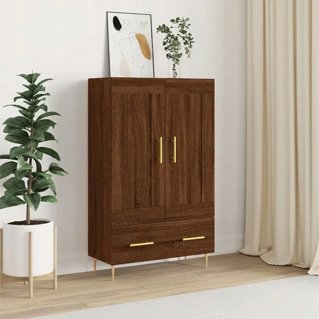 Fionshop 263917019 Skříň highboard hnědý dub 69,5 x 31 x 115 cm kompozitn