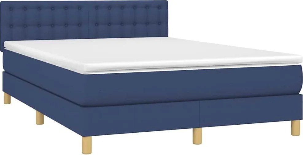 Box spring postel s matrací a LED modrá 140x190 cm textil 3134035