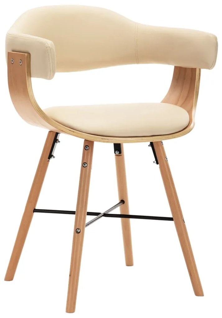 Jídelní židle 4 ks krémové umělá kůže a ohýbané dřevo,  279497