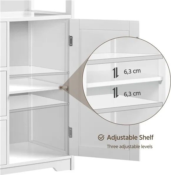 Koupelnová skříňka – bílá, 66 cm (délka) × 35 cm (šířka) × 90 cm (výška) (267062598167)