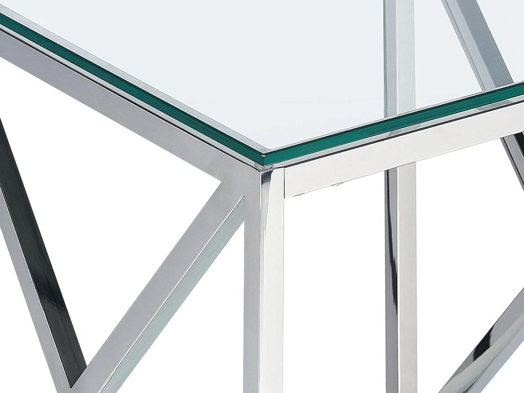 Odkládací stolek se skleněnou deskou stříbrný AUDET Beliani