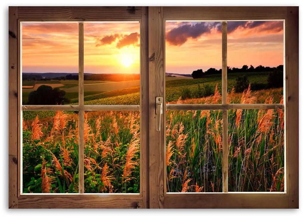 Gario Obraz na plátně Okno - pohled na louku Rozměry: 60 x 40 cm